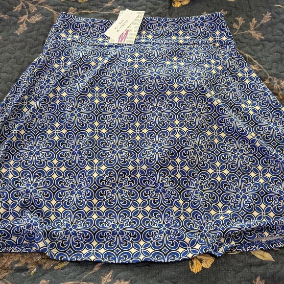 LuLaRoe | Shorts | Lularoe Eileen Blue And White Patterned Skirt With ...